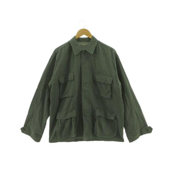 LARGE REGULAR B.D.U ミリタリージャケット ステンカラー コットン グリーン系 オリーブ Chest41-45 メンズ【表記サイズ】Chest41-45※実寸サイズをご確認下さい。【実寸サイズ】肩幅：約50cm　身幅：約5...