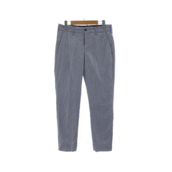 ハイダウェイ ブラック バイ ニコル HIDEAWAYS BLACK by NICOLE パンツ テーパード ストレッチ リネン混 ブルー 青 ホワイト 白 44【表記サイズ】44 （Sサイズ相当）※実寸サイズをご確認下さい。【実寸サイズ】...