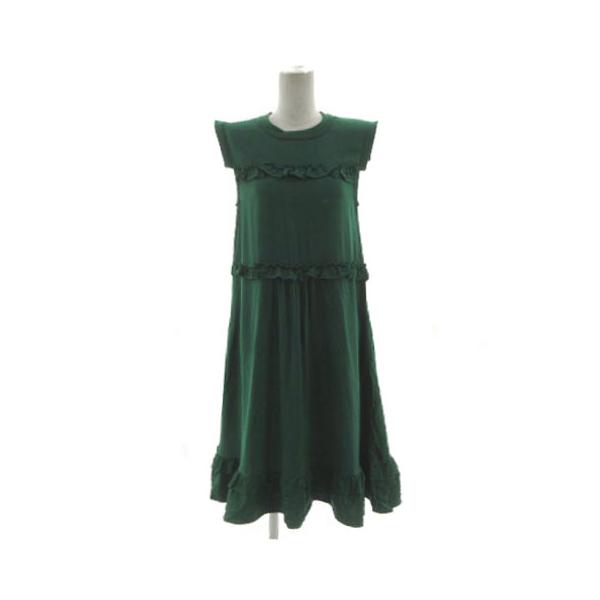 ツインセット TWINSET ワンピース ノースリーブ ミモレ丈 フリル ティアード グリーン 緑 レディース【表記サイズ】表記サイズなし※実寸サイズをご確認下さい。【実寸サイズ】肩幅：約40cm　身幅：約34cm　着丈：約110cm　※実...