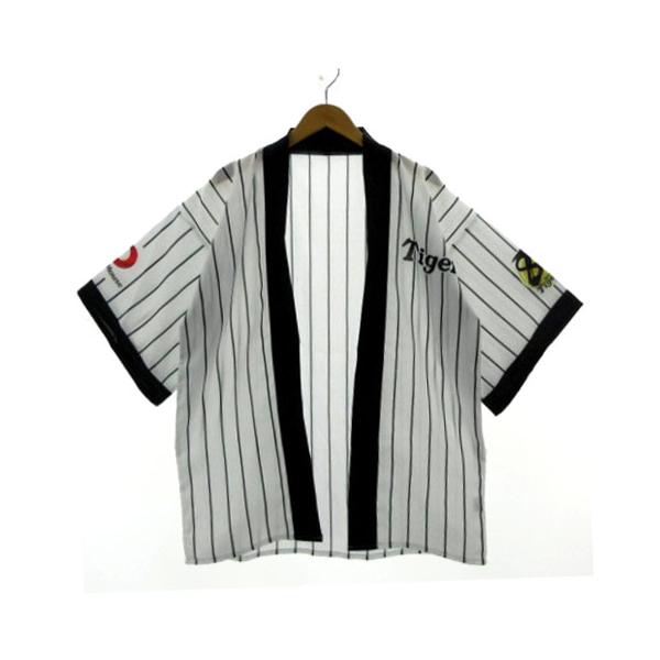 未使用品 東急ハンズ はっぴ 法被 阪神タイガース 羽織り ロゴプリント ストライプ ホワイト 白 ブラック 黒 メンズ レディース【表記サイズ】表記サイズなし※実寸サイズをご確認下さい。【実寸サイズ】肩幅：64.5cm　身幅：64cm　着...