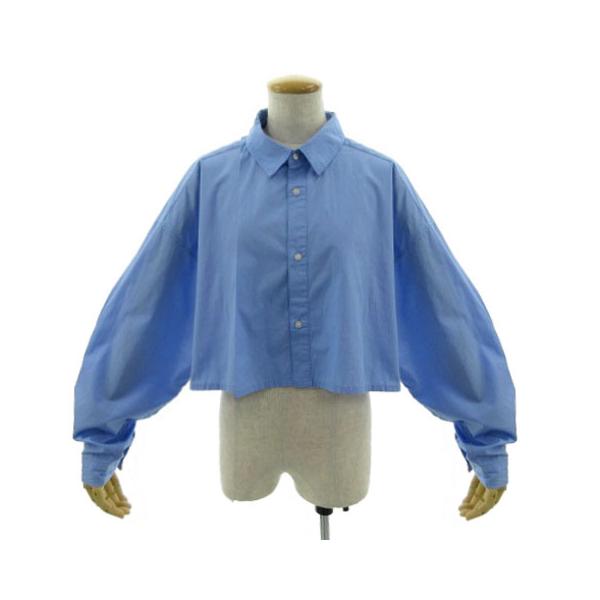 ニコアンド Niko and.. クロップドシャツ NKN52642RM ボリュームスリーブ 長袖 コットン ブルー 青 F レディース【ブランド】ニコアンド Niko and..【表記サイズ】F【実寸サイズ】肩幅：60cm　身幅：60cm...