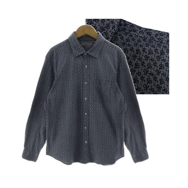 ドゥクラッセ DoCLASSE 小花柄プリントシャツ 549494-496 長袖 コットン混 ネイビー 紺 XL メンズ【ブランド】ドゥクラッセ DoCLASSE【表記サイズ】XL【実寸サイズ】肩幅：45.5cm　身幅：58cm　着丈：70...