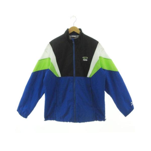 プーマ PUMA 90S RETRO WOVEN JACKET ウインドブレーカー 578910-03 ロゴ刺繍 ジップアップ 裏地メッシュ 配色 ブルー 青 黒 黄緑 白 M【ブランド】プーマ PUMA【表記サイズ】US/CAN/EUR ...