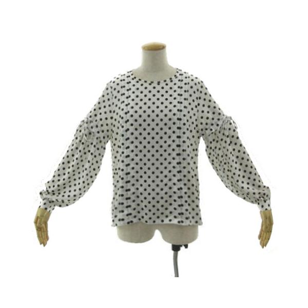 ディレクトワール DIRECTOIRE ドットブラウス 591-8171115 腕ドローコード 長袖 日本製 ホワイト 白 ブラック 黒 38 レディース【表記サイズ】38（日本サイズM相当）【実寸サイズ】肩幅：約30cm　身幅：約50cm...