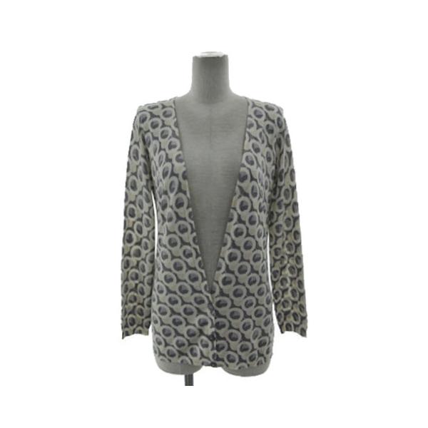 アニオナ AGNONA シルクカーディガン ニット 長袖 イタリア製 シルク100％ 総柄 ホワイト 白 グレー ベージュ M レディース【ブランド】アニオナ AGNONA【表記サイズ】M【実寸サイズ】肩幅：約37cm　身幅：約45cm　袖...