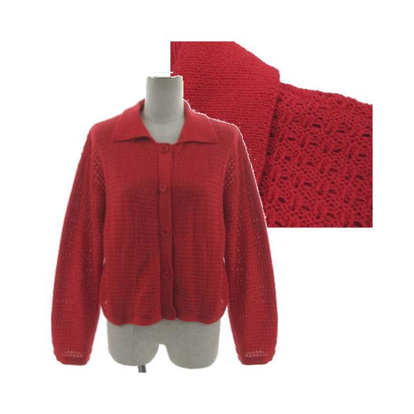 スタディオクリップ Studio Clip 透かし編み襟付きカーディガン MF253006-1 コットン混 レッド F レディース【ブランド】スタディオクリップ Studio Clip【表記サイズ】F ※実寸サイズをご確認下さい。【実寸サイ...