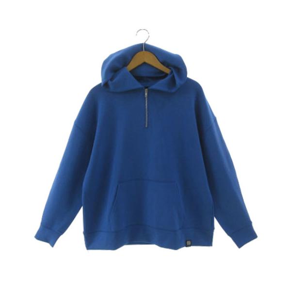 ページボーイリム PAGEBOYLIM ハーフジップパーカー PBL26010CF ロゴ プルオーバー オーバーサイズシルエット ブルー 青 M【表記サイズ】M【実寸サイズ】肩幅：約64cm　身幅：約64cm　袖丈：約52cm　着丈：約67...