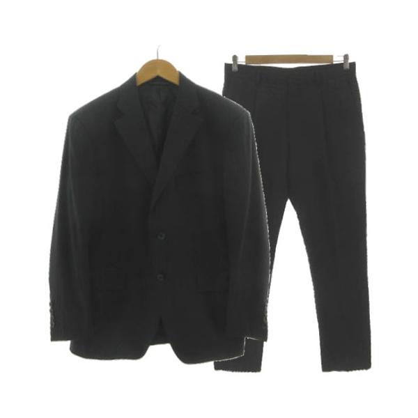 ダーバン DURBAN r.a.s.o.生地 シャドーストライプスーツ ジャケット テーラードカラー パンツ タック 日本製 ブラック AB4【ブランド】ダーバン DURBAN【表記サイズ】AB4 ※実寸サイズをご確認下さい。【実寸サイズ】...