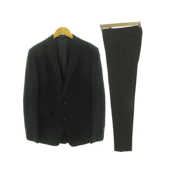 Janecostellazione スーツ Gledhill 英製生地 1000281-B ジャケット テーラードカラー パンツ ウール ストライプ 黒 グレー 94A6 90A4【表記サイズ】ジャケット 94A6胸囲 94胴囲 82身長 ...