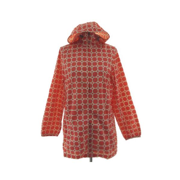 ランズエンド LANDS' END 撥水加工ナイロンコート ヤッケ フーディー ジップアップ 総柄 ピンクレッド系 アイボリー L レディース【ブランド】ランズエンド LANDS' END【表記サイズ】L【実寸サイズ】肩幅：約38cm　身幅...