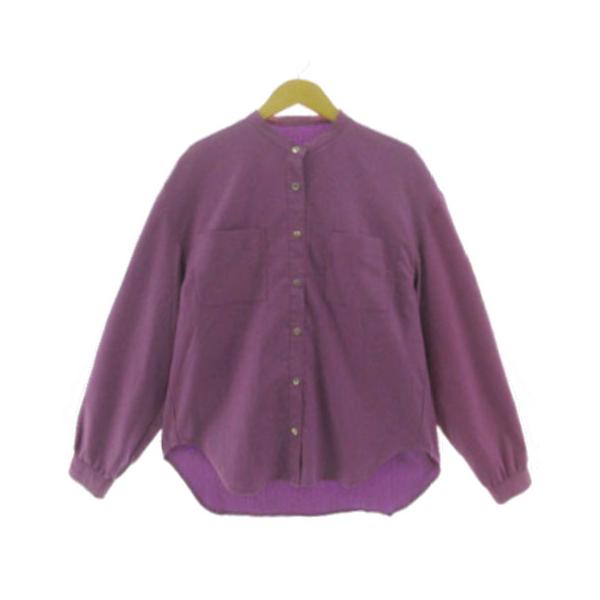 ラグア ジェム LAGUA GEM バンドカラーワイドシャツ ブラウス 510CAM30-0780  胸ポケ 長袖 パープル 紫 F レディース【表記サイズ】F ※実寸サイズをご確認下さい。【実寸サイズ】肩幅：約53cm　身幅：約57cm　...