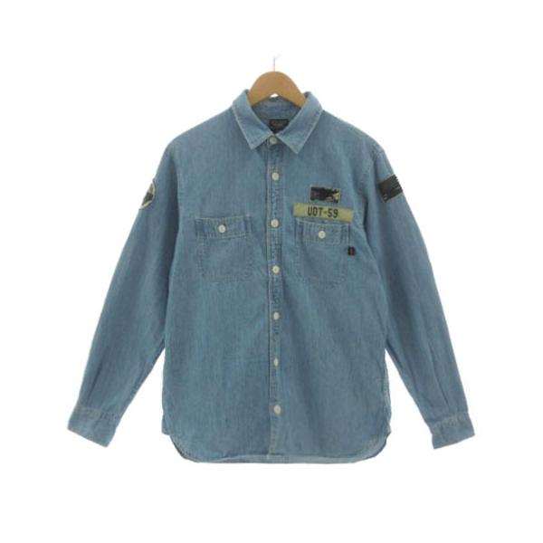アルファインダストリーズ ALPHA Industries ミリタリーダンガリーシャツ TS5068-096 ワッペン 胸ポケ 長袖 コットン ブルー系 L【ブランド】アルファ ALPHA【表記サイズ】L ※実寸サイズをご確認下さい。C 9...