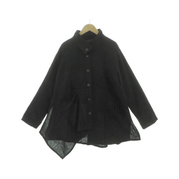 ジェニー ギャルソン jemy garcon  Aラインショートコート 50555 ジャケット スタンドカラー 変形 起毛 ブラック 44 大きいサイズ【表記サイズ】44（日本サイズ2XL(3L)相当）【実寸サイズ】肩幅：約42cm　身幅：...