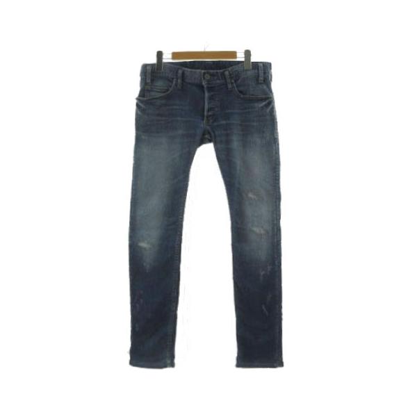 5351プールオム 5351 POUR LES HOMMES スリムストレートジーンズ 0220050041 ユーズド加工 リペア加工 インディゴ ブルー 2【ブランド】5351プールオム 5351 POUR LES HOMMES【表記サイ...