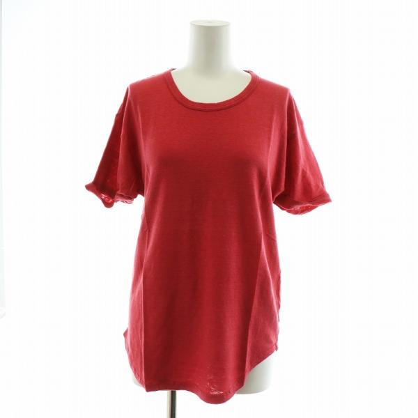 未使用品 イザベル マラン エトワール ISABEL MARANT ETOILE 2019年製 Tシャツ カットソー 半袖 ロールアップ リネン 麻 S 赤【ブランド】イザベル マラン エトワール ISABEL MARANT ETOILE【...