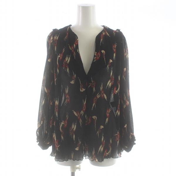 イザベルマラン ISABEL MARANT プリーツブラウス シャツ スキッパー ストレッチ 長袖 花柄 フリル 絹 XS 黒 赤 ベージュ ■BM /SI44【ブランド】イザベルマラン ISABEL MARANT【表記サイズ】34（日本サ...