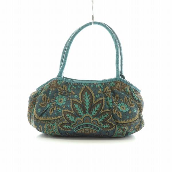 シンクビー! Think Bee ハンドバッグ 花柄 レザー スパンコール ブルー グリーン /NQ ■MU レディース【ブランド】シンクビー! Think Bee【表記サイズ】-【実寸サイズ】持ち手の長さ：約42cm　ヨコ：約32cm　タ...