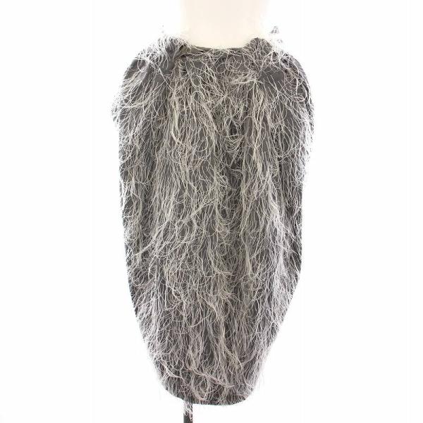 ディウカ divka タイトスカート ロング フリンジ 1 グレー DK14-08-S03 /YM ■BM レディース【表記サイズ】1【実寸サイズ】ウエスト：58cm　ヒップ：82cm　スカート丈：67cm　　【素材】表地 ポリエステル、綿...