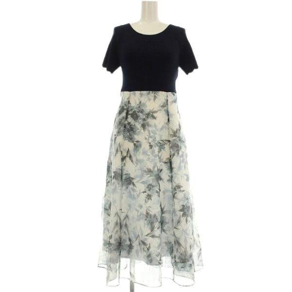 レッセパッセ LAISSE PASSE ニットドッキングプリントワンピース 花柄 半袖 ロング 36 ネイビー 紺【ブランド】レッセパッセ LAISSE PASSE【表記サイズ】36【実寸サイズ】身幅：30cm　着丈：108cm　ゆき丈：2...