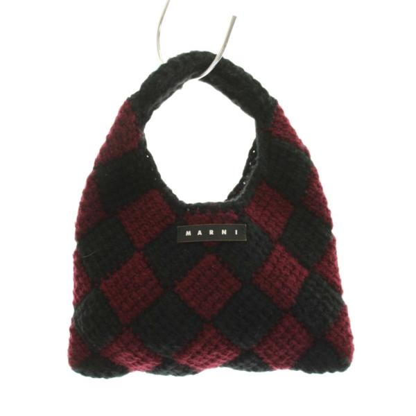 マルニ MARNI ハンドバッグ ダイアモンド クロシェ編み ニット 黒 ボルドー /YM ■MU キッズ【ブランド】マルニ MARNI【表記サイズ】サイズなし（実寸サイズをご確認下さい）【実寸サイズ】持ち手の長さ：16cm　ヨコ：26cm...