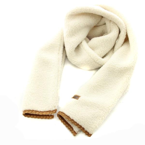 アグ UGG W FLUFF SCALLOPED SCARF フラッフ スカロップド スカーフ マフラー フリーズ ロゴ 白 ホワイト 茶 ブラウン【ブランド】アグ UGG【実寸サイズ】全長（フリンジ含まず）：198cm　幅：26cm　　【...