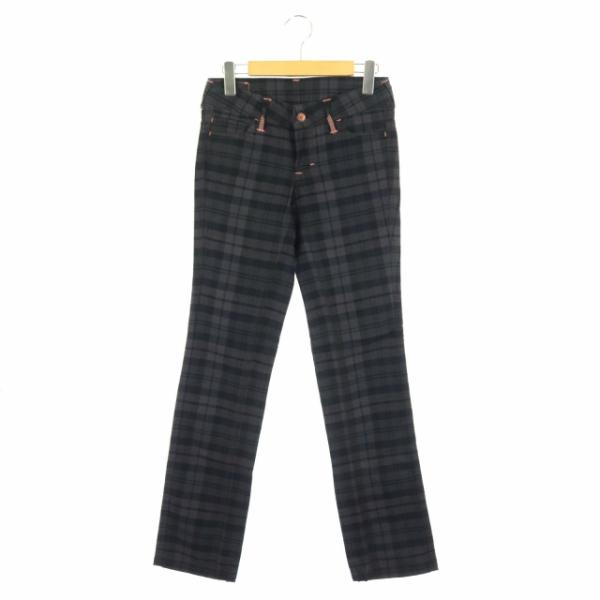【中古】未使用品 ベティスミス Betty Smith パンツ タイトストレート チェック S 黒 ブラック グレー レディース 【ベクトル 古着】【ブランド】ベティスミス Betty Smith【表記サイズ】S【実寸サイズ】ウエスト：68...