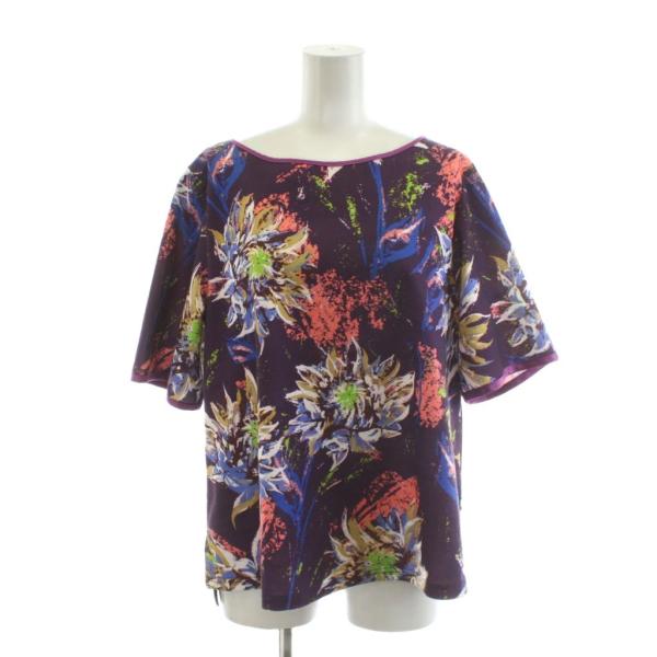 ガラバイユマコシノ GALLA by YUMA KOSHINO カットソー 5分袖 総柄 M 紫 パープル /AN7 ■BM レディース【表記サイズ】M【実寸サイズ】肩幅：約37.5cm　身幅：約47cm　着丈：約59cm　袖丈：約28cm...