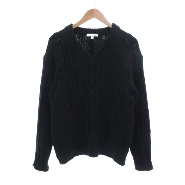 ユニクロ UNIQLO JW ANDERSON セーター ウール XL 紺 ネイビー Vネック 長袖 ケーブル編み /SX ■GY66 メンズ【ブランド】ユニクロ UNIQLO【表記サイズ】XL【実寸サイズ】肩幅：52cm　身幅：60cm　...