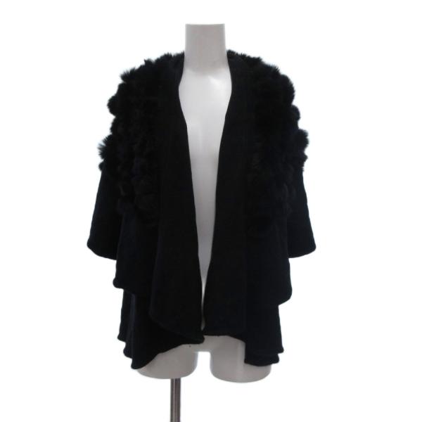 未使用品 リアコンテ Realaconte タグ付き 黒 ブラック ファー装飾 七分袖 ドレープヘム /SX ■GY66 レディース【表記サイズ】サイズ表記なし(実寸サイズをご参考ください。)【実寸サイズ】身幅：50cm　着丈：75cm　ゆ...