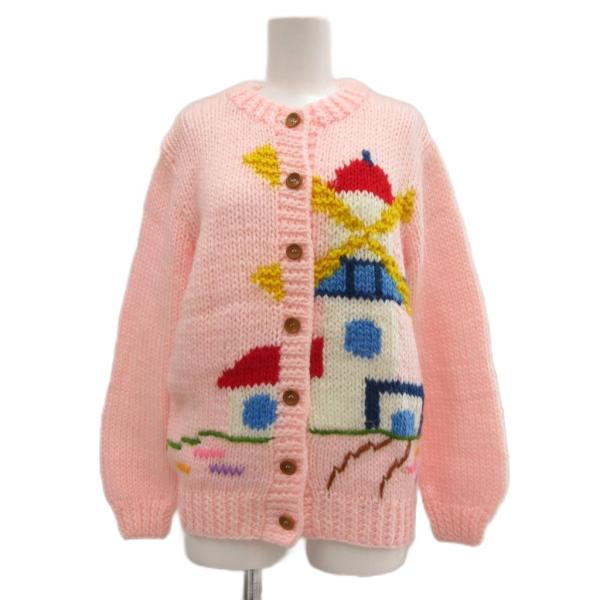 アイレマ・マックジー Ailema MacG カーディガン 9 ピンク 長袖 編み込み模様 ラウンドネック /SX ■GY66 【表記サイズ】9【実寸サイズ】肩幅：42cm　身幅：46cm　袖丈：52cm　着丈：56cm　　【素材】アクリル...