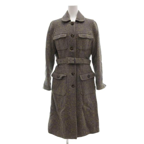 ノースコンチネント NORTH CONTINENT コート ウール 38 青 ブルー 黄色 ベージュ ブラウン ツイード調 レギュラーカラー 長袖 /SX ■GY66 レディース【表記サイズ】38【実寸サイズ】肩幅：38cm　身幅：45cm...