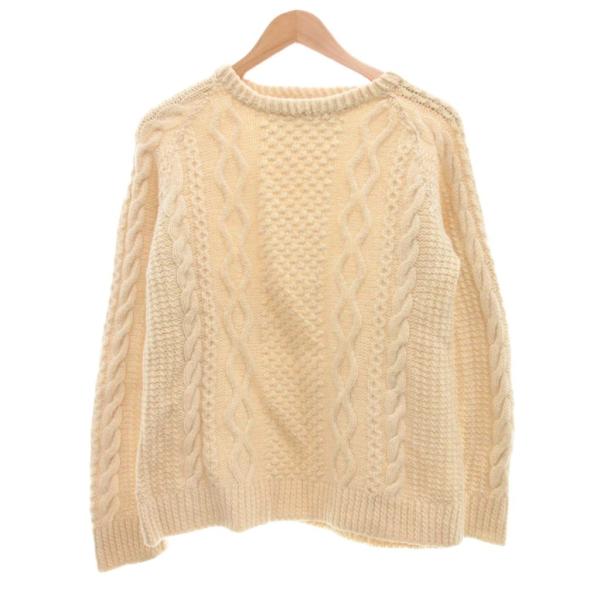 ドルメン DOLMEN ニット セーター ケーブル編み ウール 白 ホワイト /JS ■GY66 メンズ【表記サイズ】サイズ表記なし(実寸サイズをご参考ください。)【実寸サイズ】身幅：61cm　着丈：65cm　ゆき丈：91cm　　【素材】ウ...