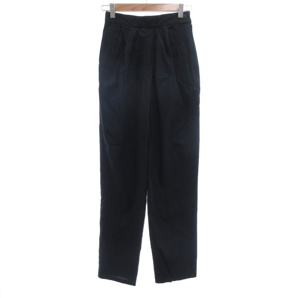 LANEROSSI プリーツ パンツ スラックス テーパード 42 紺 ネイビー /JS ■GY66 レディース【表記サイズ】42【実寸サイズ】ウエスト：60cm　もも幅：33cm　裾幅：15cm　股上：30cm　股下：70cm　　【素材】...