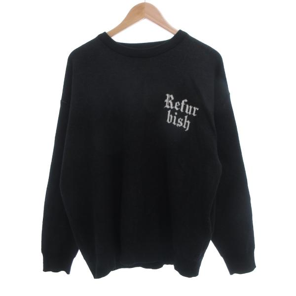 REFURBISH トレーナー 長袖 プリント M 黒 ブラック /JS ■GY66 レディース【表記サイズ】M【実寸サイズ】肩幅：66cm　身幅：66cm　袖丈：56cm　着丈：71cm　　【素材】ポリエステル アクリル ナイロン 毛【色...