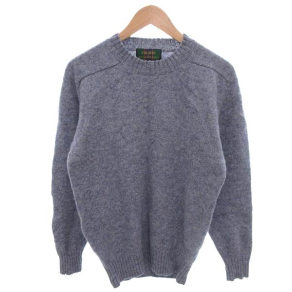 COLOURS ニット セーター ウール M 水色 ライトブルー クルーネック ラグランスリーブ 長袖 301-33 /HW ■GY66 メンズ【表記サイズ】M【実寸サイズ】身幅：50cm　着丈：69cm　ゆき丈：83cm　　【素材】毛【色...