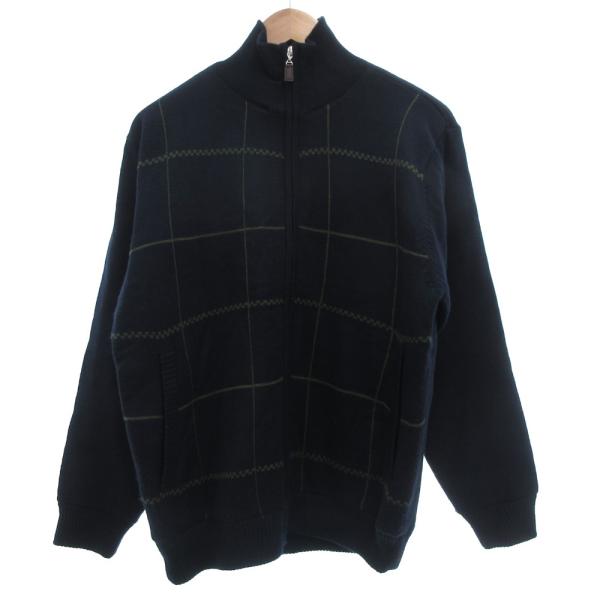 サルーン saloon EXPRESS ドライバーズニット チェック柄 紺 ネイビー /JS ■GY66 メンズ【ブランド】サルーン saloon【表記サイズ】サイズ表記なし(実寸サイズをご参考ください。)【実寸サイズ】肩幅：50cm　身幅...