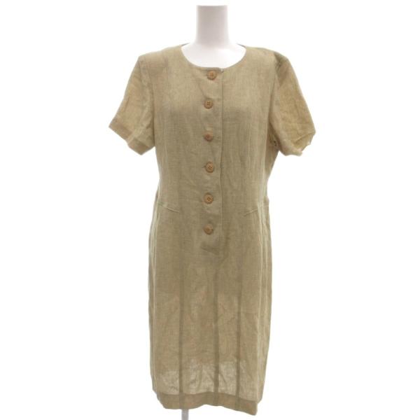 未使用品 VOR タグ付き ワンピース ロング丈 オリーブ色 半袖 ラウンドネック ボタンフロント /SC ■GY66 レディース【表記サイズ】サイズ表記なし(実寸サイズをご参考ください。)【実寸サイズ】肩幅：38cm　身幅：44cm　袖丈...