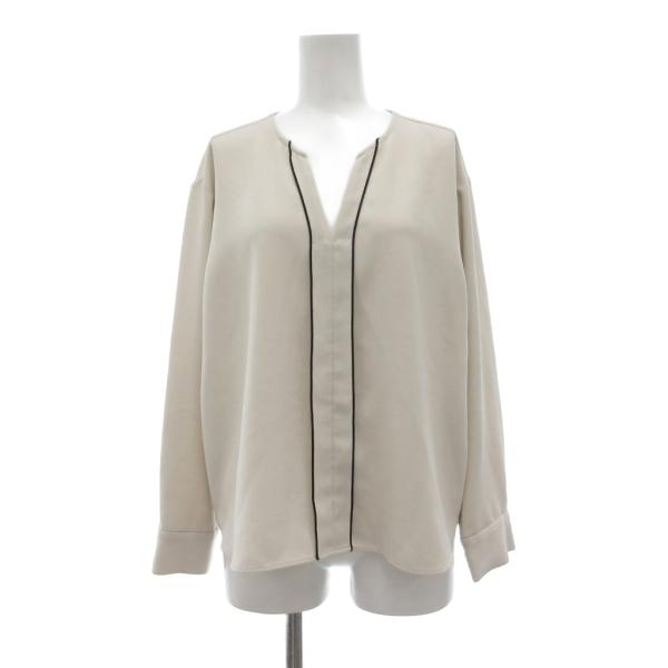 ガリャルダガランテ GALLARDAGALANTE ブラウス F ライトベージュ 黒 ブラック Vネック 長袖 パイピングデザイン ECF001 /SX ■ECF001 レディース【ブランド】ガリャルダガランテ GALLARDAGALANT...