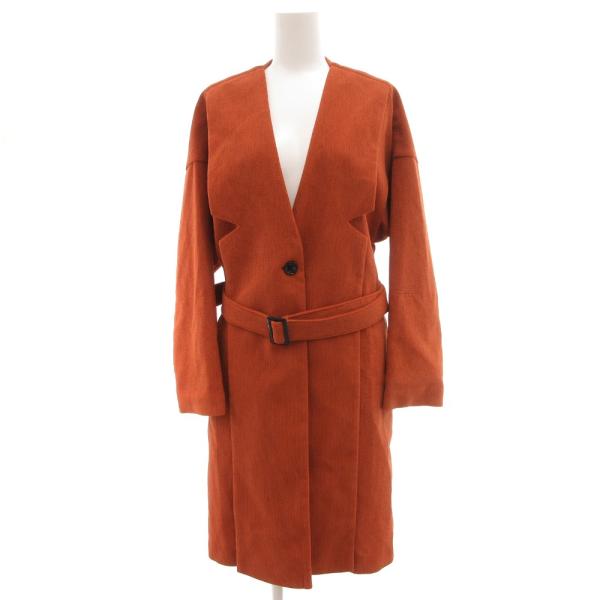 1.PERCENT ロングコート パイル地 ベルト 2 茶 ブラウン /JS ■ECF001 レディース【表記サイズ】2【実寸サイズ】肩幅：61cm　身幅：55cm　袖丈：46cm　着丈：97cm　　【素材】素材表記がございません。【色】茶...