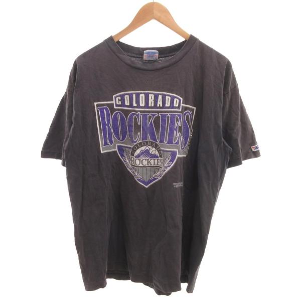 RENCH Tシャツ XL 黒 ブラック 半袖 クルーネック ロゴプリント /SJ ■ECF001 メンズ【表記サイズ】XL【実寸サイズ】肩幅：53cm　身幅：55cm　袖丈：21cm　着丈：71cm　　【素材】本体 ポリエステル コットン...