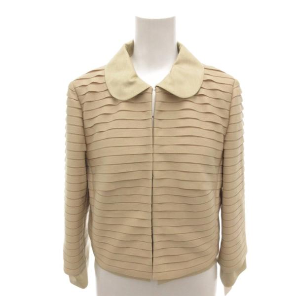 未使用品 トゥービーシック TO BE CHIC タグ付き ジャケット 42 ベージュ 丸襟 長袖 フリルデザイン UC577-142-40 /HW ■ECF001 レディース【ブランド】トゥービーシック TO BE CHIC【表記サイズ】...