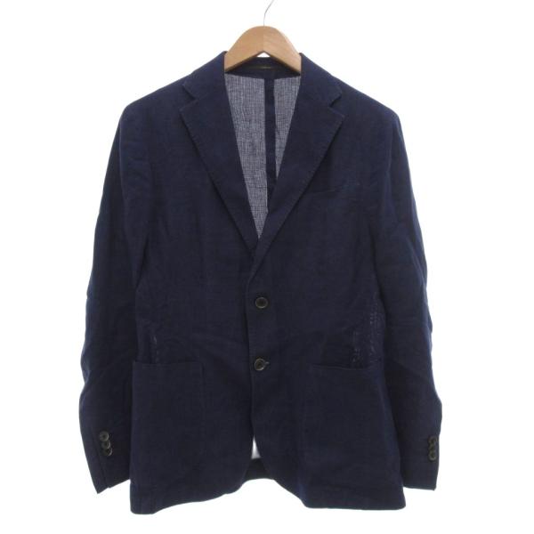 アングレー ANGLAIS テーラードジャケット 麻 リネン 46 紺 ネイビー 長袖 ノッチドラペル 2つボタン ECF001 /SX ■ECF001 メンズ【表記サイズ】46【実寸サイズ】肩幅：45cm　身幅：50cm　袖丈：59cm　...