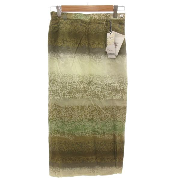 未使用品 バスコ BASCO タグ付き タイトスカート 麻 リネン 9 マルチカラー グラデーション柄 幾何学模様 ロング丈 L2134-49 /HW ■ECF001 レディース【ブランド】バスコ BASCO【表記サイズ】9【実寸サイズ】ウ...