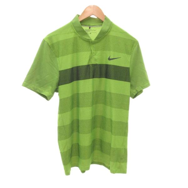 ナイキ NIKE ゴルフウェア ポロシャツ L 緑 グリーン ボーダー柄 半袖 ECF001 /KR ■ECF001 メンズ【ブランド】ナイキ NIKE【表記サイズ】L【実寸サイズ】肩幅：47cm　身幅：56cm　袖丈：24cm　着丈：73...
