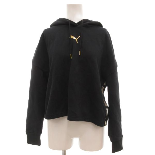 プーマ PUMA パーカー M 黒 ブラック 長袖 フード付き ロゴプリント ECF001 /SC ■ECF001 レディース【ブランド】プーマ PUMA【表記サイズ】M【実寸サイズ】肩幅：66cm　身幅：58cm　袖丈：45cm　着丈：5...