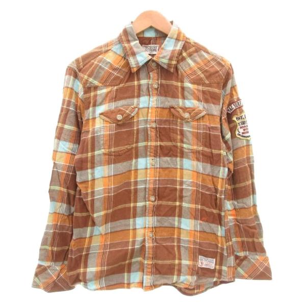 タウン＆カントリー サーフ デザイン T&amp;C Surf Designs カジュアルシャツ M 長袖 チェック 総柄 茶 ブラウン /AE ■ECF001 メンズ【表記サイズ】M【実寸サイズ】肩幅：45cm　身幅：52cm　袖丈：60...