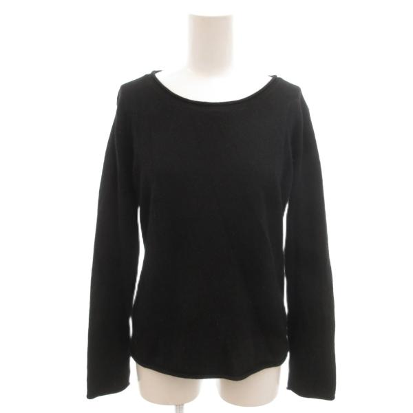 Pearls&amp;Cashmere セーター ニット カシミヤ M 黒 ブラック 無地 ラウンドネック 長袖 /SJ ■ECF001 【表記サイズ】M【実寸サイズ】肩幅：38cm　身幅：47cm　袖丈：54cm　着丈：55cm　　【素材...