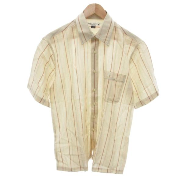 ライル&amp;スコット LYLE&amp;SCOTT シャツ 麻 リネン L ベージュ ストライプ柄 半袖 胸ポケット 22809 /HW ■ECF001 メンズ【ブランド】ライル&amp;スコット LYLE&amp;SCOTT【表記サイ...
