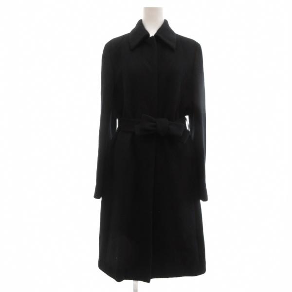 イネド INED アンゴラ コート ウール 2 黒 ブラック ステンカラー 長袖 リボンベルト /ML ■ECF001 レディース【ブランド】イネド INED【表記サイズ】2【実寸サイズ】肩幅：39cm　身幅：48cm　袖丈：57cm　着丈...