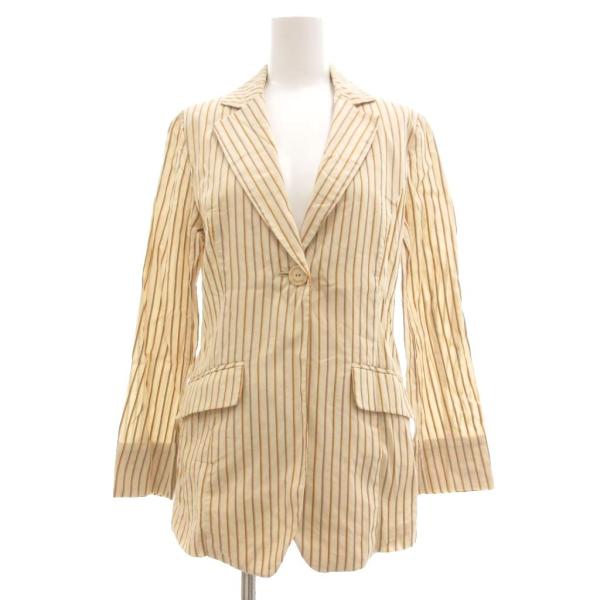 ピエールカルダン Pierre Cardin テーラードジャケット ストライプ柄 シングル 1B S ベージュ 茶 ブラウン /YJ ■ECF001 レディース【ブランド】ピエールカルダン Pierre Cardin【表記サイズ】S【実寸サ...